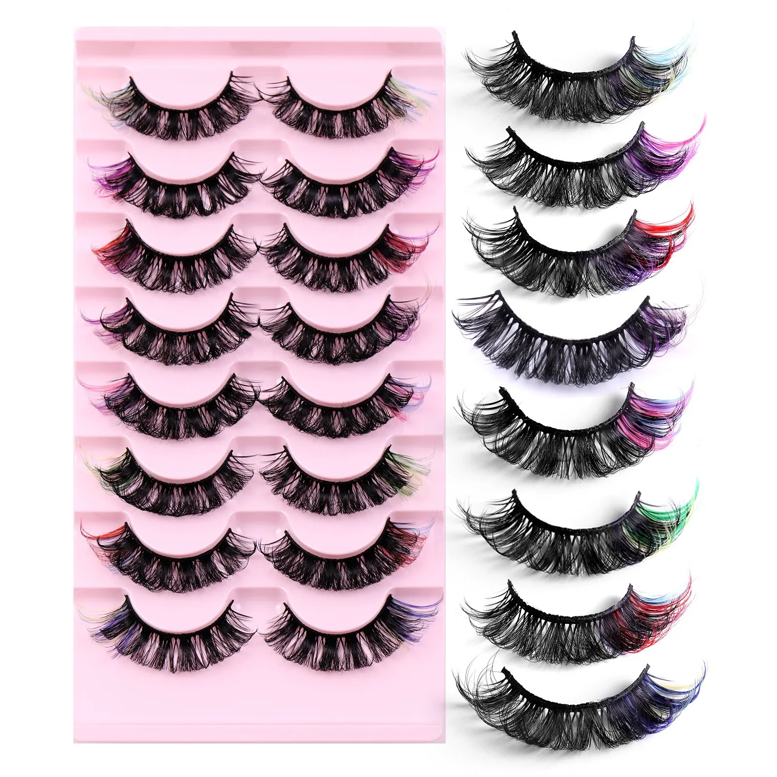 Multicolor 3D Mink Faux Cils Softs Faits A La Main Et Reutilisables Full Strip Lash Pour Look Fluffy Naturel Du 8 87 DHgate
