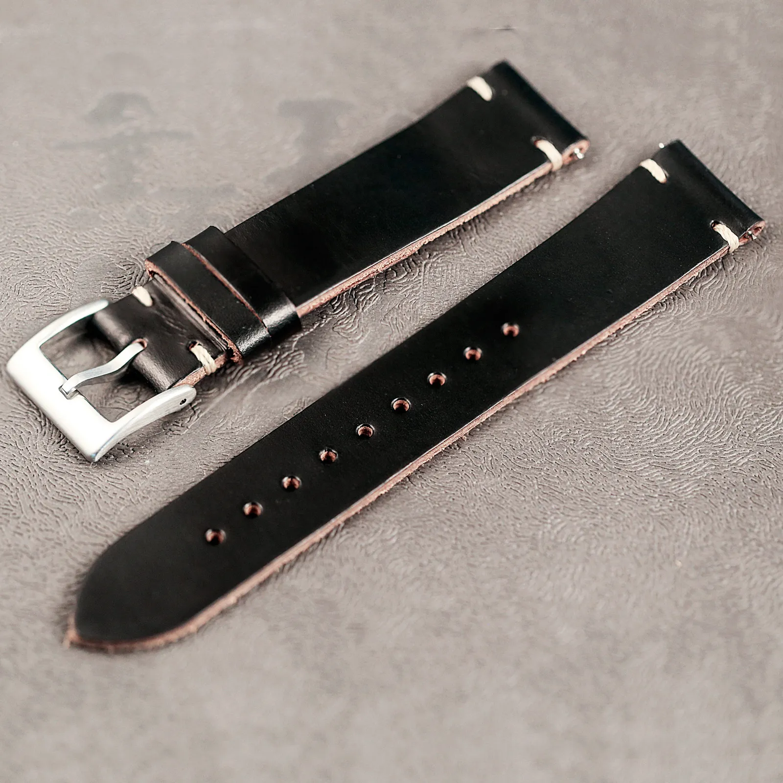 Handmade Leather Watch Bands Horween US Chromexcel Black Soft Wrap 20mm ...