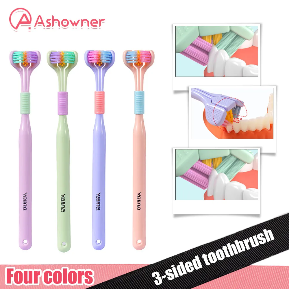 3D Stereo Three-Sided Toothbrush with Ultra Fine Soft PBT Bristles and ...