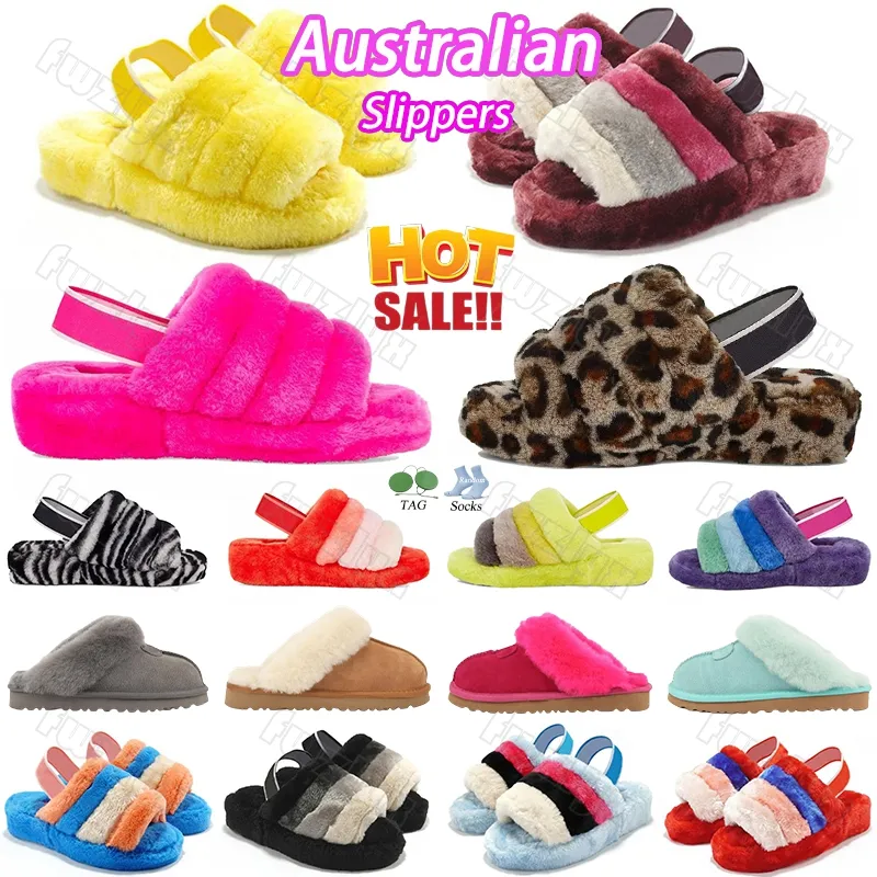 Fluffy Puffer Slippers Women's Platform Fur Slides Fashion Half Sandals ...