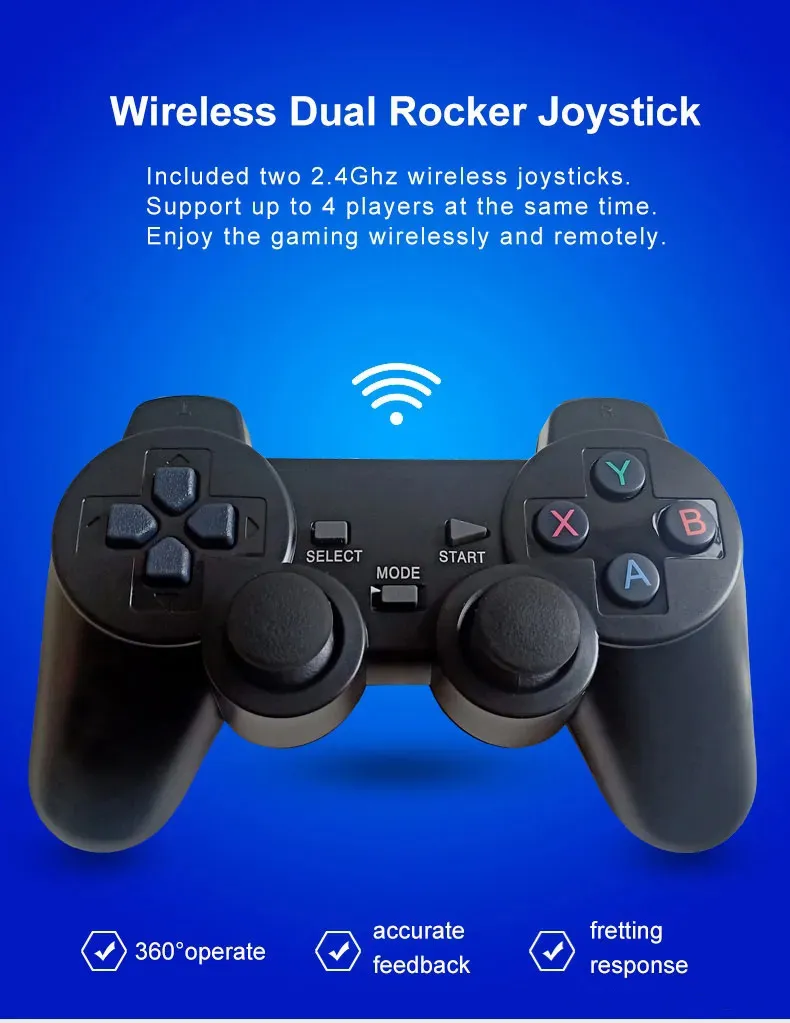 Retro Gaming Stick 4K TV Video Game Console With Dual Wireless ...