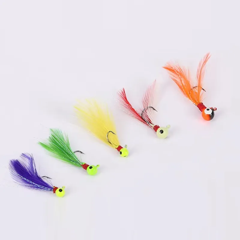 Feathered Lead Head Fishing Jigs - Ultra-Light Bionic Bait, Micro ...