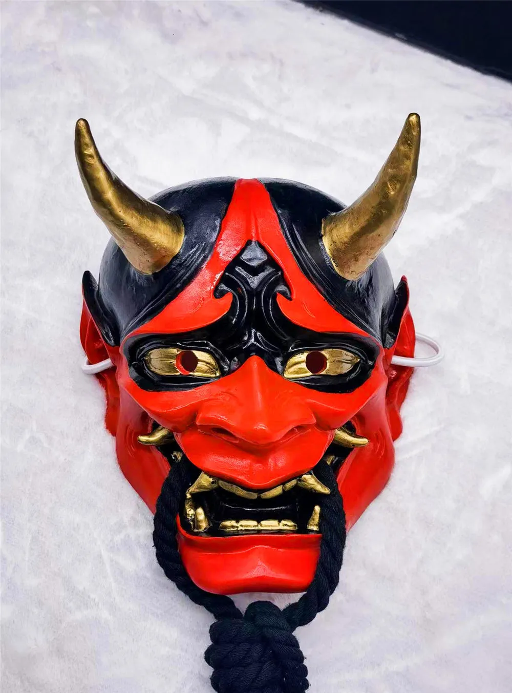 Hannya Mask - Japanese Demon Samurai Mask Resin Red Shura Ninja Full ...