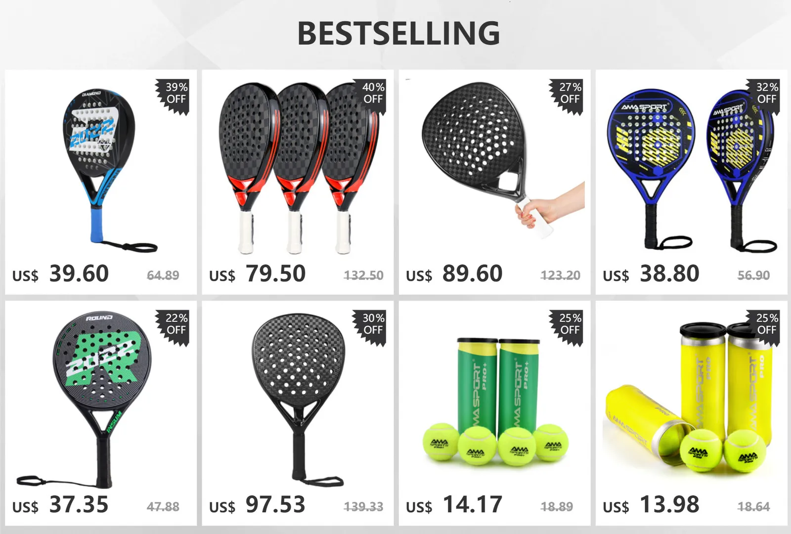 DHgate.com:Professional Squash Racquets Paddle Racket with 12K Carbon ...