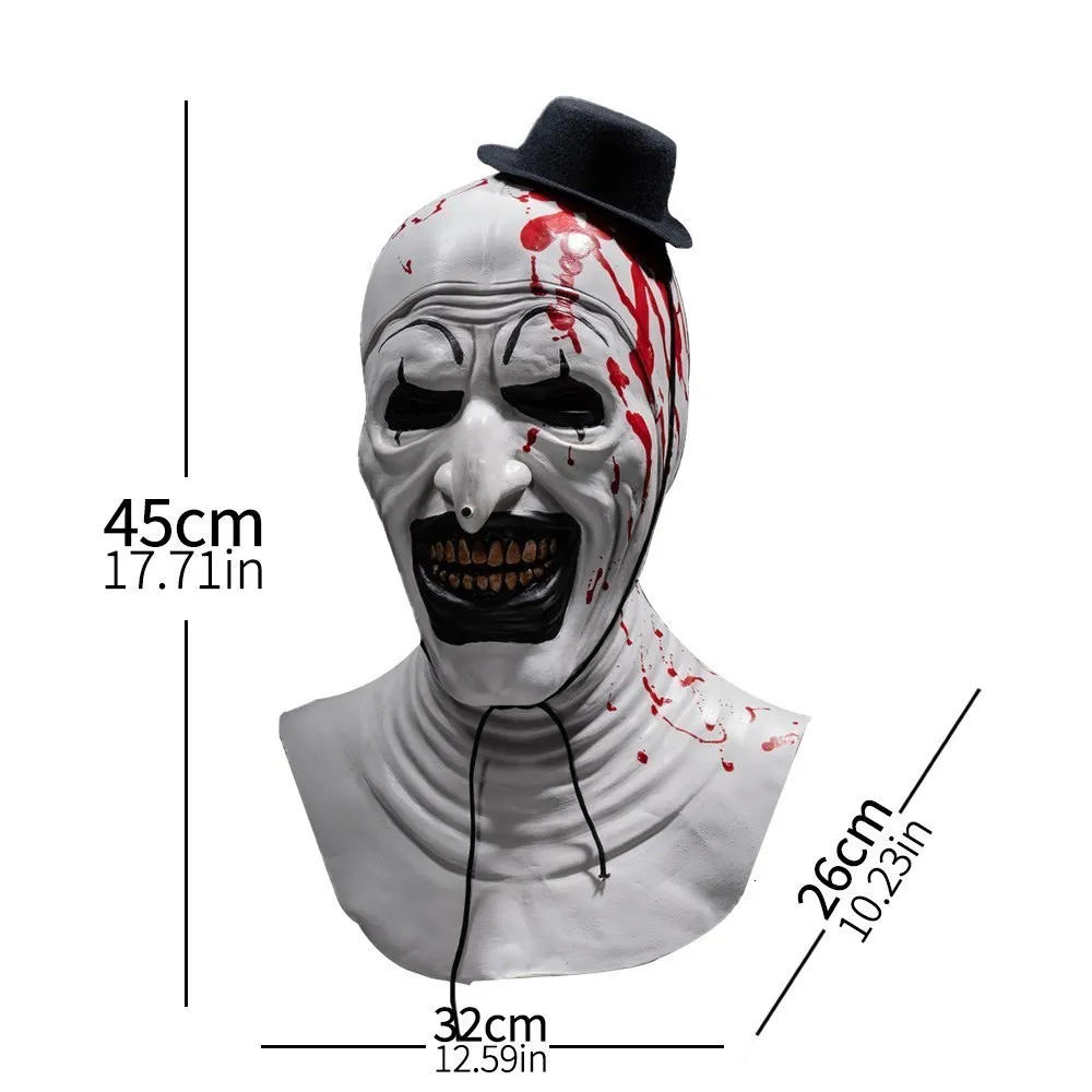 Terrifier Art Clown Cosplay Mask Scary White Blood Demon Joker Hat For ...