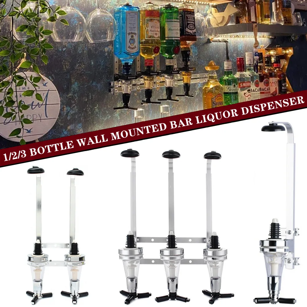 Bar Tools Wall Mounted 1 2 3 Bottle Liquor Dispenser Cocktail Alcohol ...
