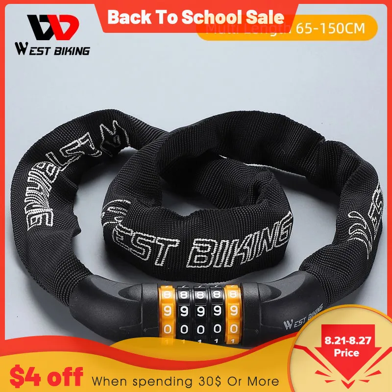 DHgate.com:WEST BIKING 65-150cm Bike Chain Lock, 5-Digit Resettable ...