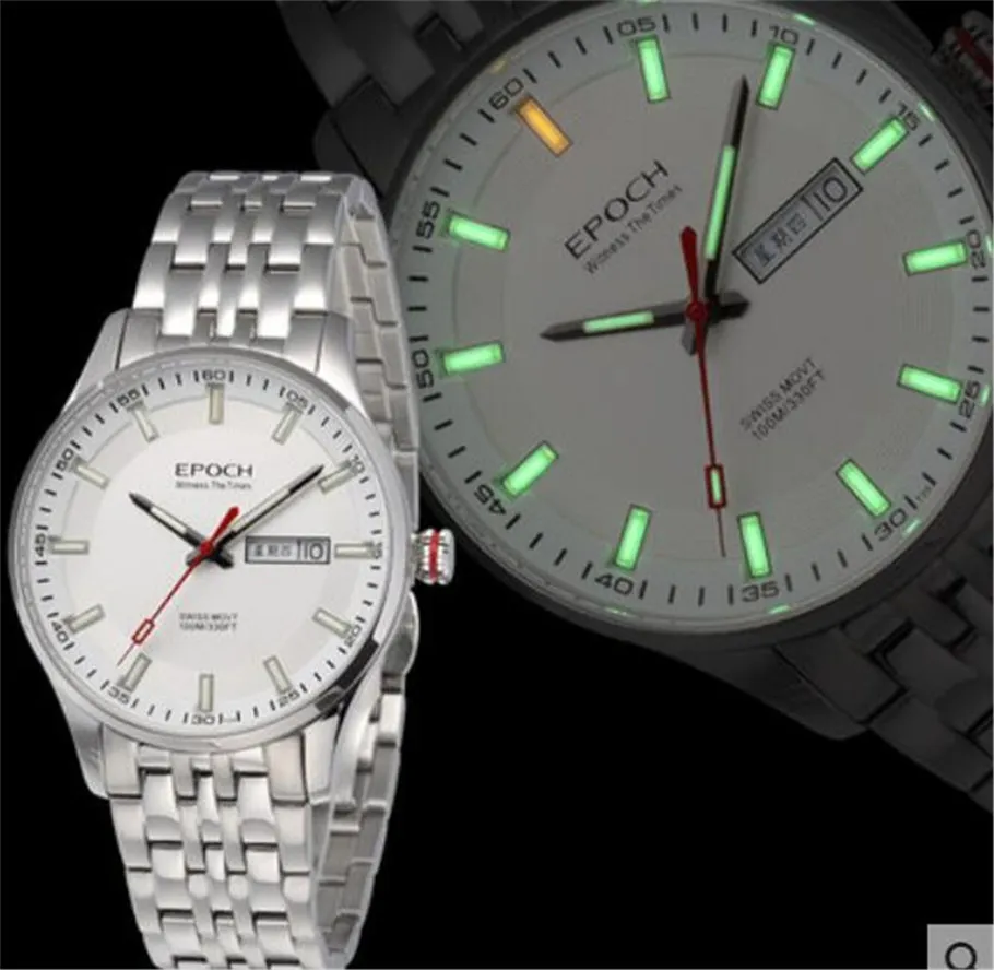 Watch Bands Epoch Men's Quartz Luminous Watch with Swiss Ronda Movement ...