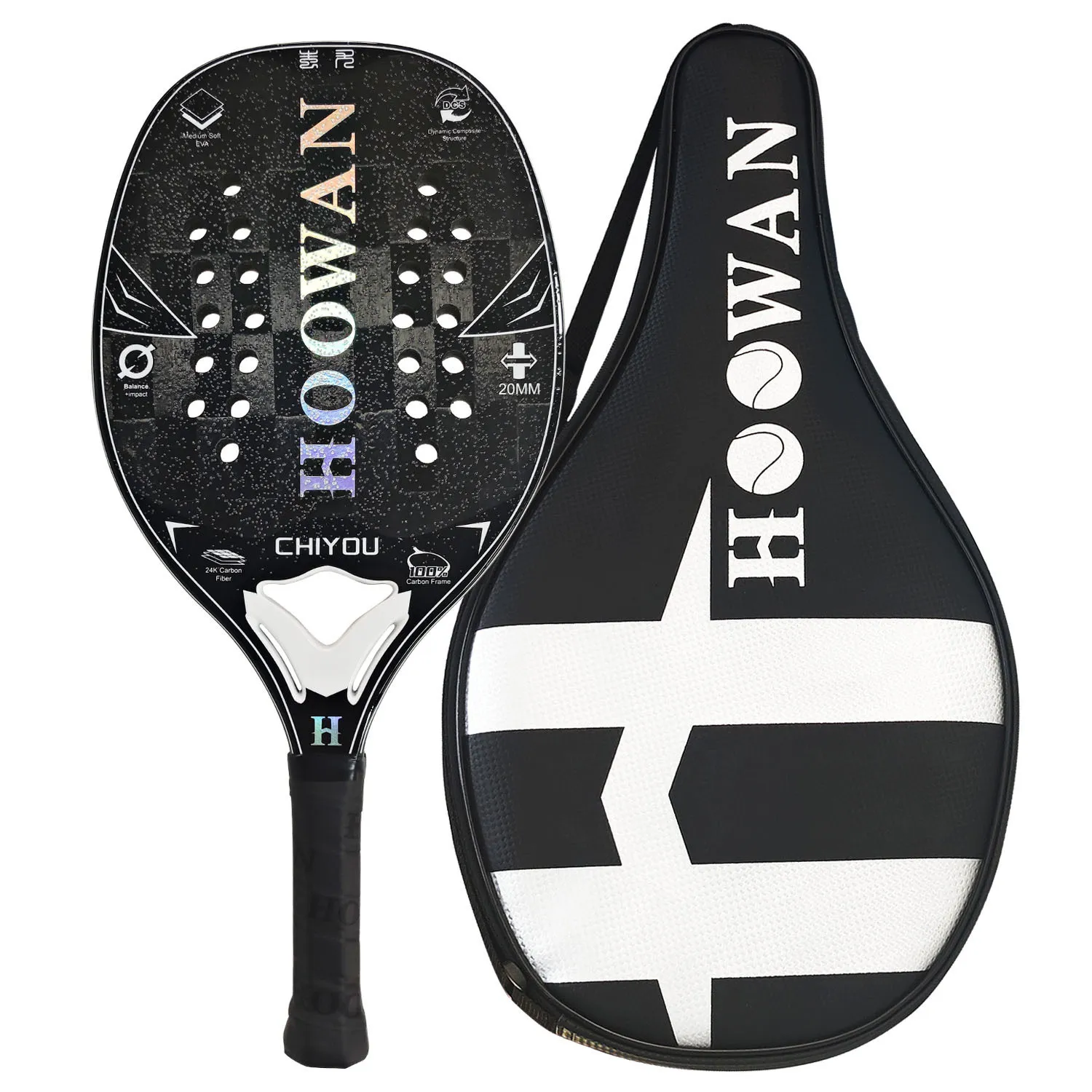 DHgate.com:HOOWAN Chiyou 24K Carbon Fiber Beach Tennis Racket with 20mm ...