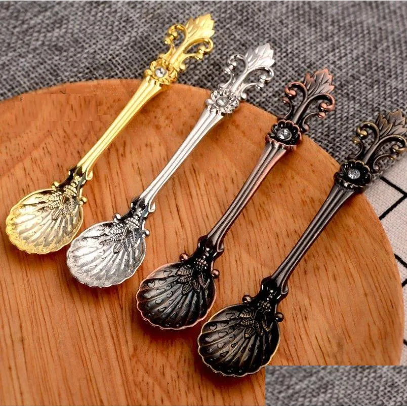 DHgate.com:Vintage Alloy Coffee Spoon - Crown Carved Teaspoon Dessert ...