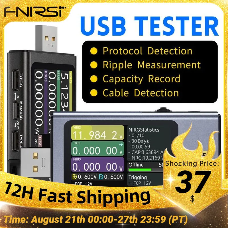DHgate.com:FNIRSI-FNB58 Digital Voltmeter Ammeter USB Tester, Type-C ...