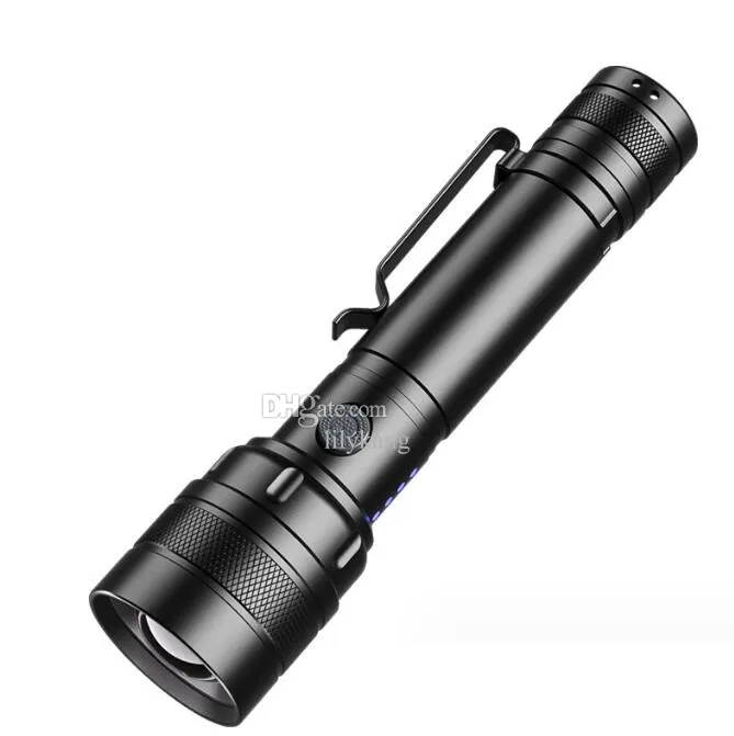 High Power Rechargeable LED Flashlights XML T6 Telescopic Zoom Torch ...