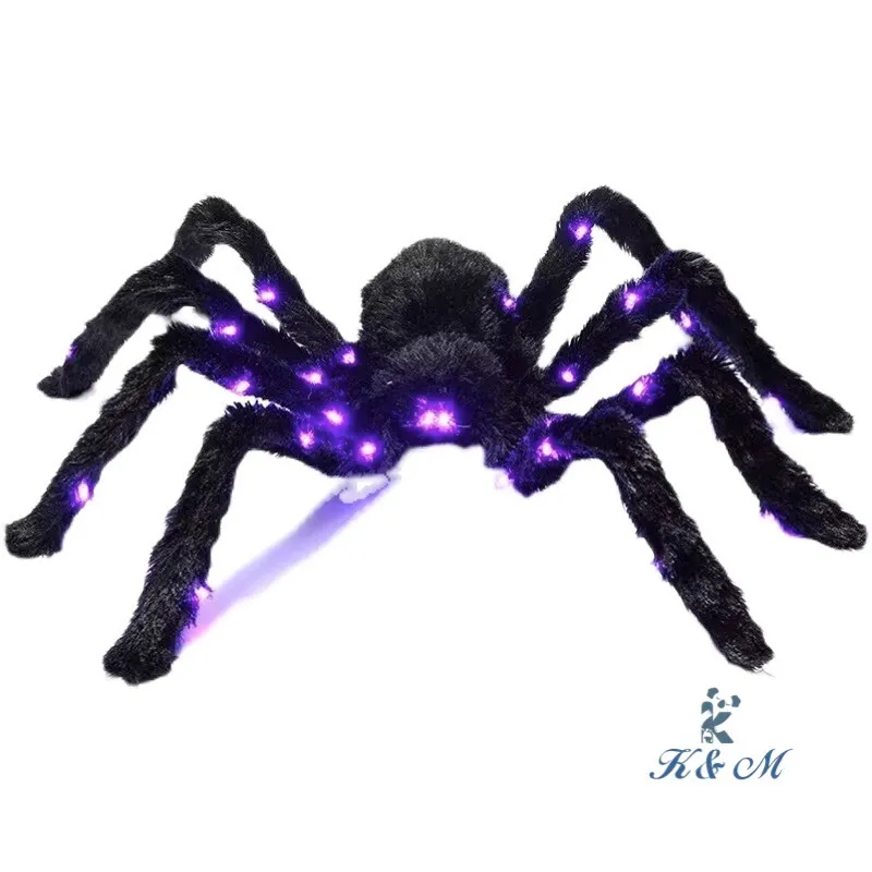 DHgate.com:Halloween LED Glowing Black Spider Outdoor Simulation Props ...