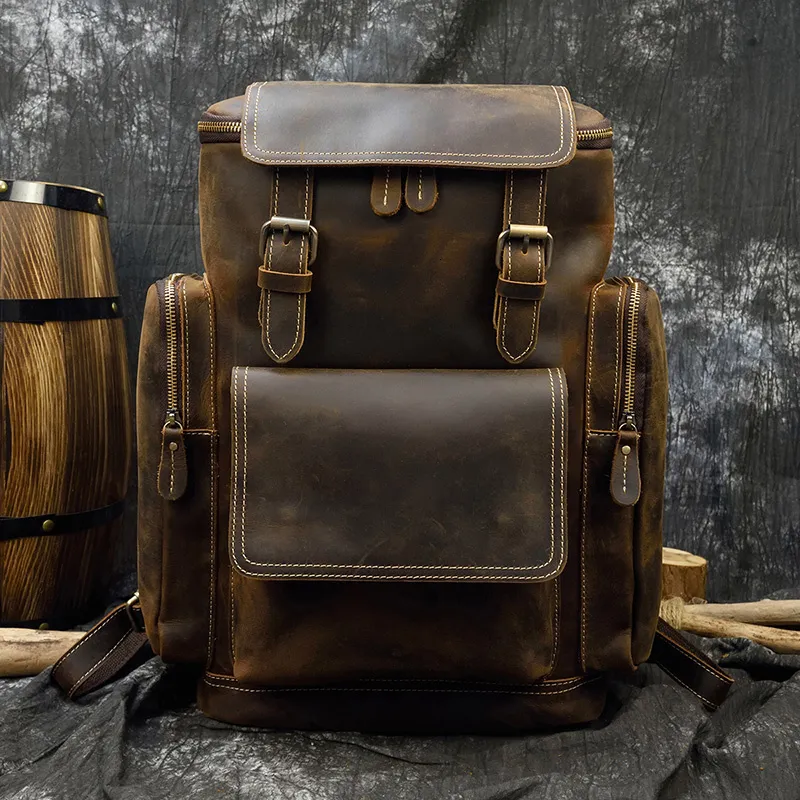 DHgate.com:Vintage Genuine Leather Backpack for Men - Crazy Horse ...