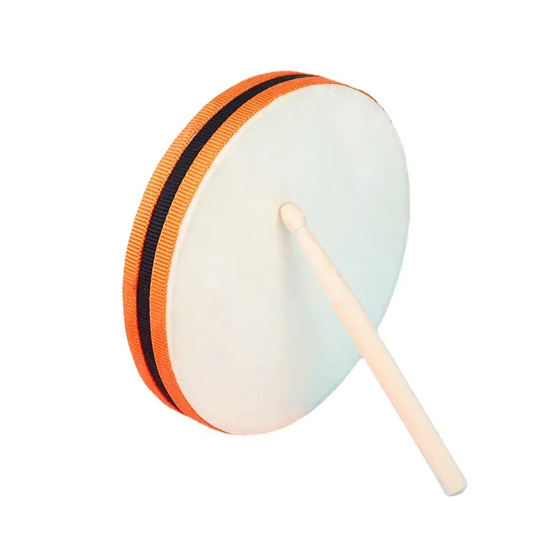 Kids Percussion Drum - 20cm Wooden Hand Drum, Dual Head, Drumstick ...