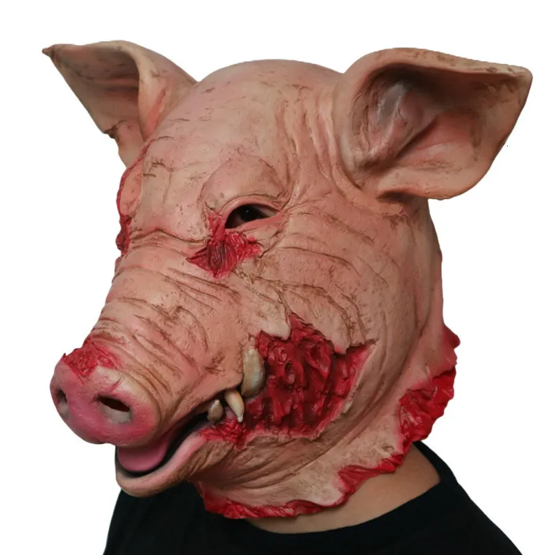 Party Masks Pig Mask Full Face Latex Halloween Horror Carnival Cosplay ...