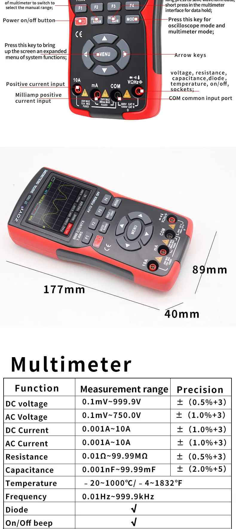 DHgate.com:2-in-1 Digital Oscilloscope Multimeter with 2.8" Screen ...
