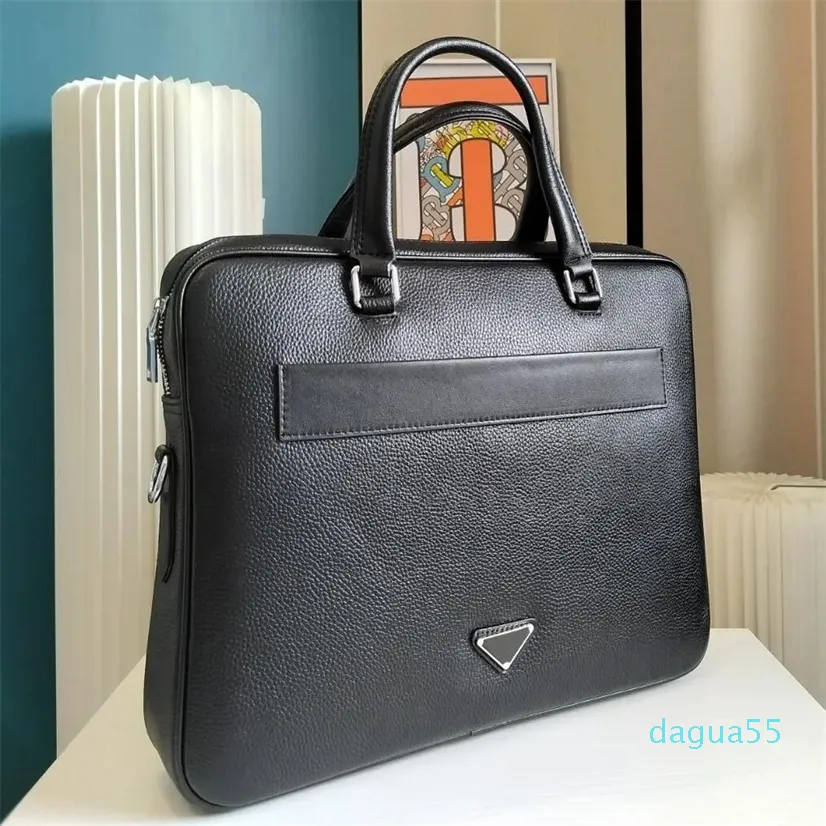 Black Leather Business Stylish Mens Briefcase With Zipper And Multiple ...