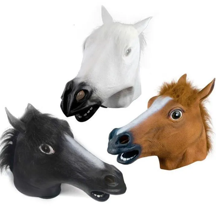 Creepy Brown Horse Head Mask Rubber Latex Animal Mask For Halloween ...