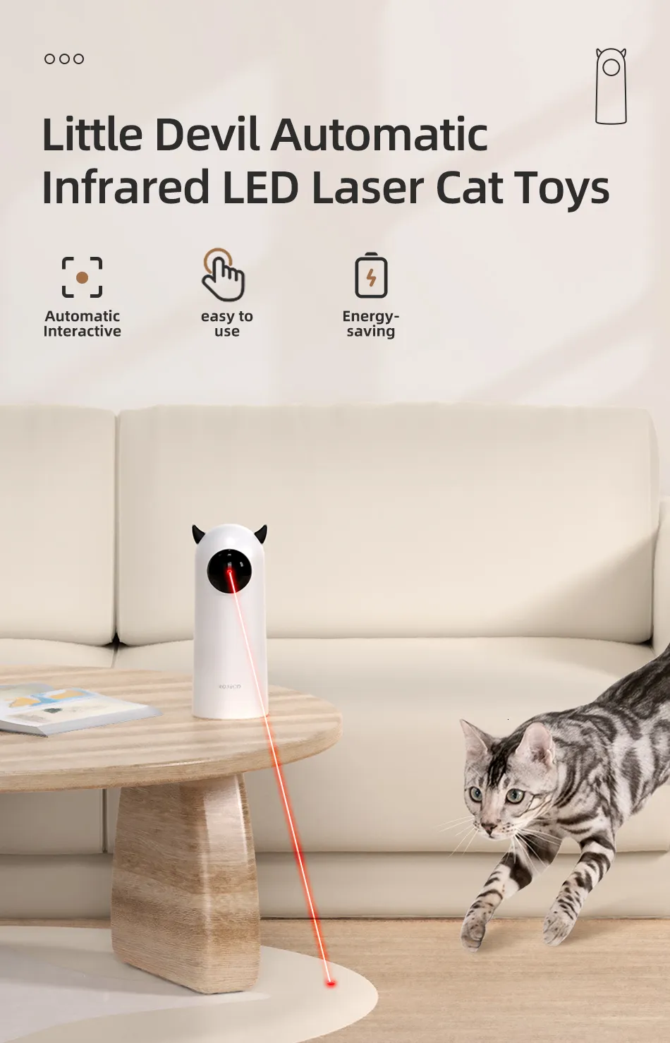 Juguete Láser De Gato Interactivo, Juguete Automático De Mascotas ...