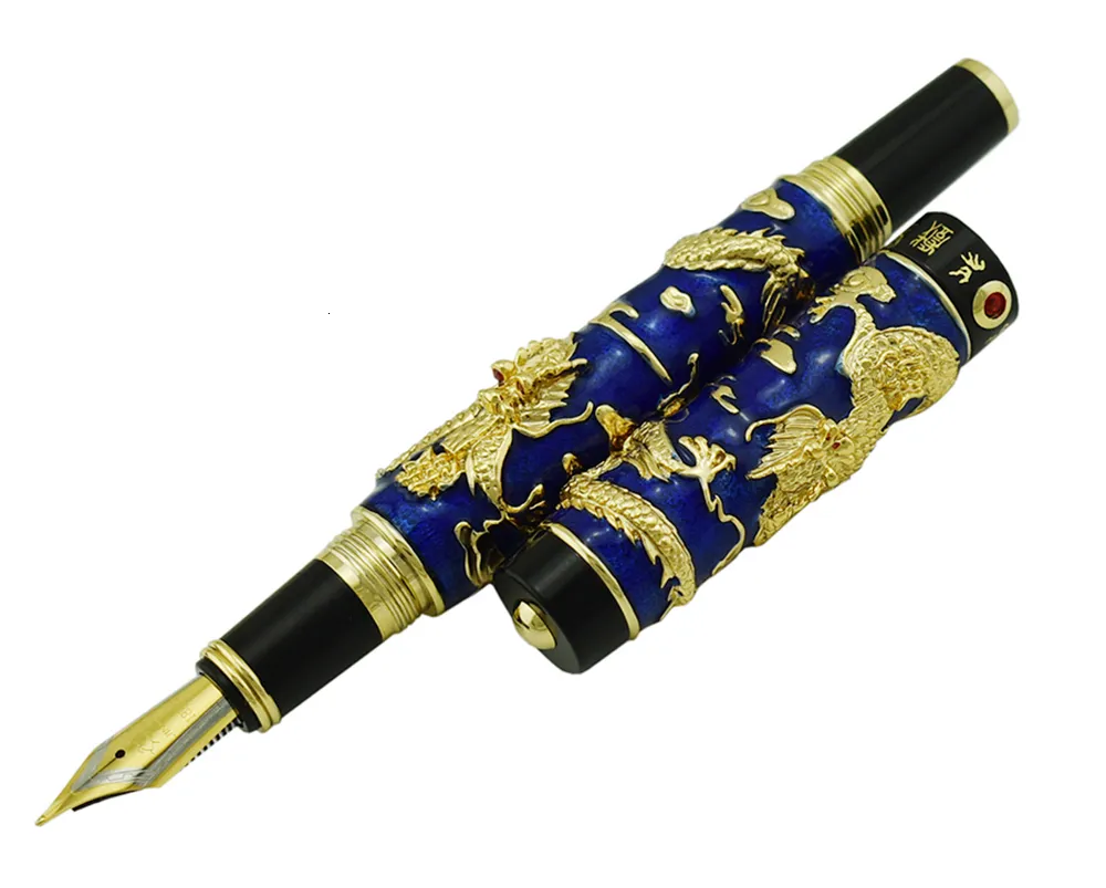 Wholesale Handmade Cloisonne Double Dragon Gold Leaf Fountain Pen With ...