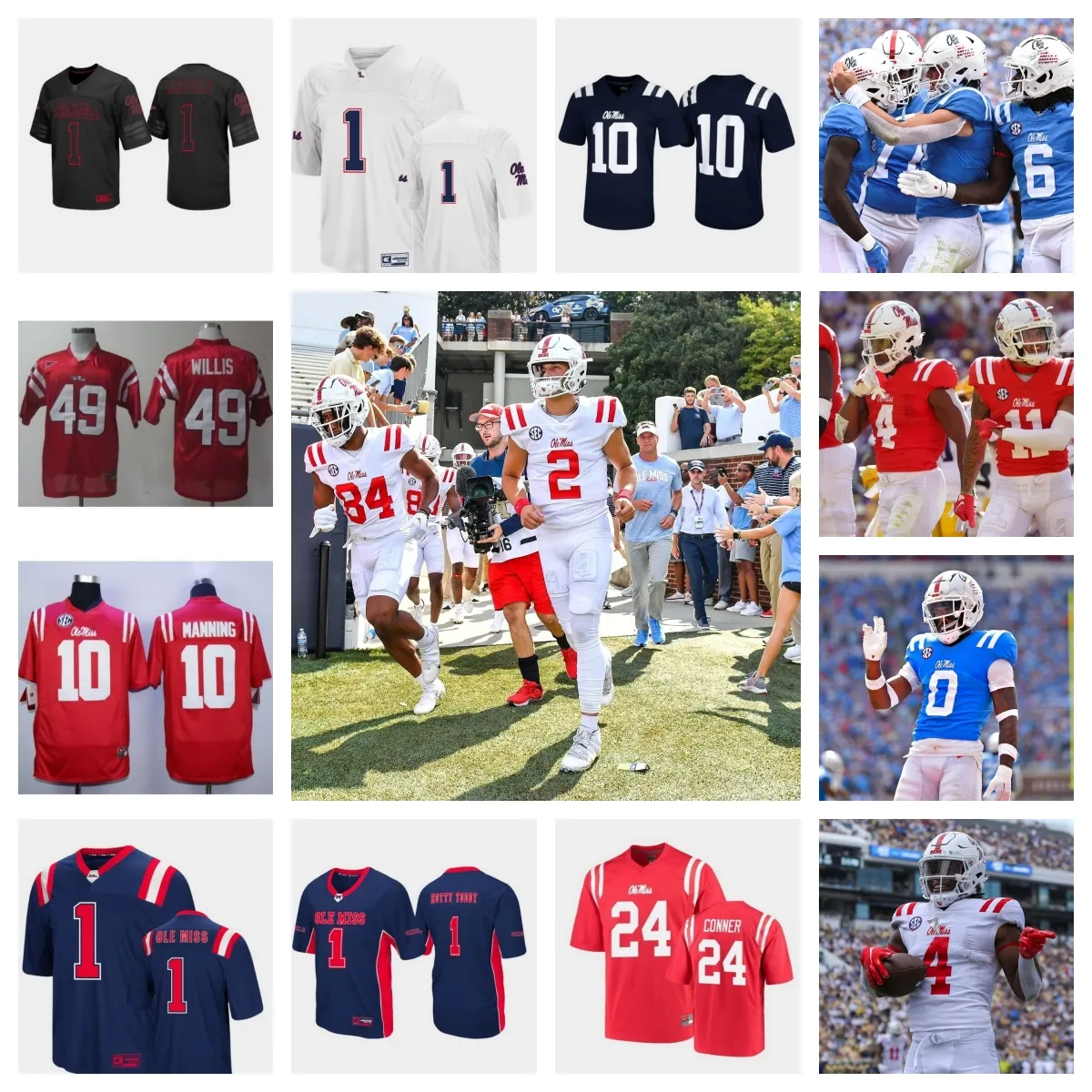 2023 Ole Miss Rebels Authentic Football Jerseys Customizable Player ...