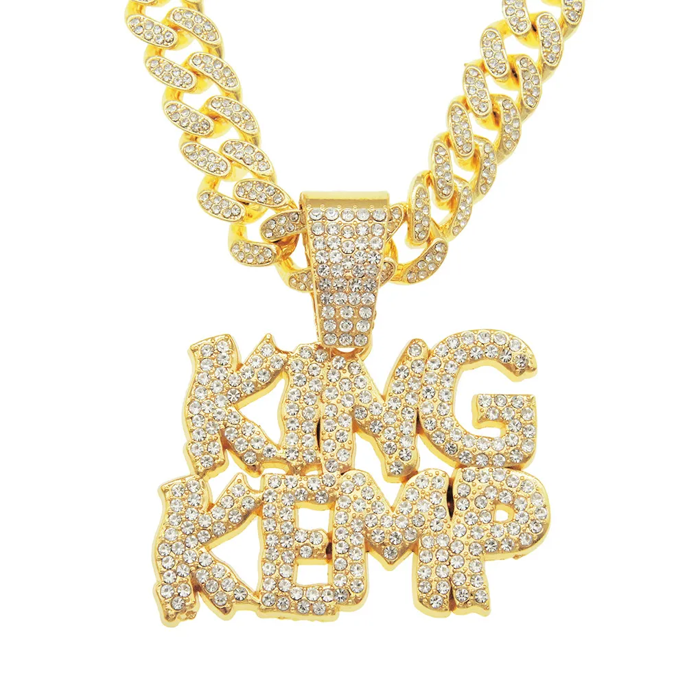KING KEMP Diamond Cuban Chain With Pendant For Men Hip Hop Rapper ...