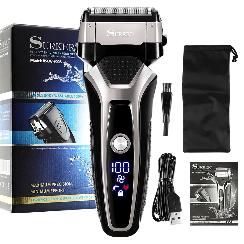 USB Rechargeable Stainless Steel Surker Shaver For Men With 3D Triple ...