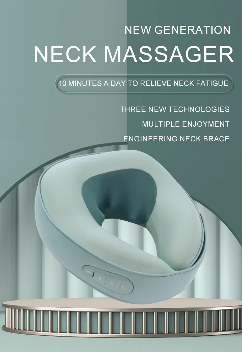 Massaging Neck Pillow Electric Relaxing Heating U-Shaped Travel ...