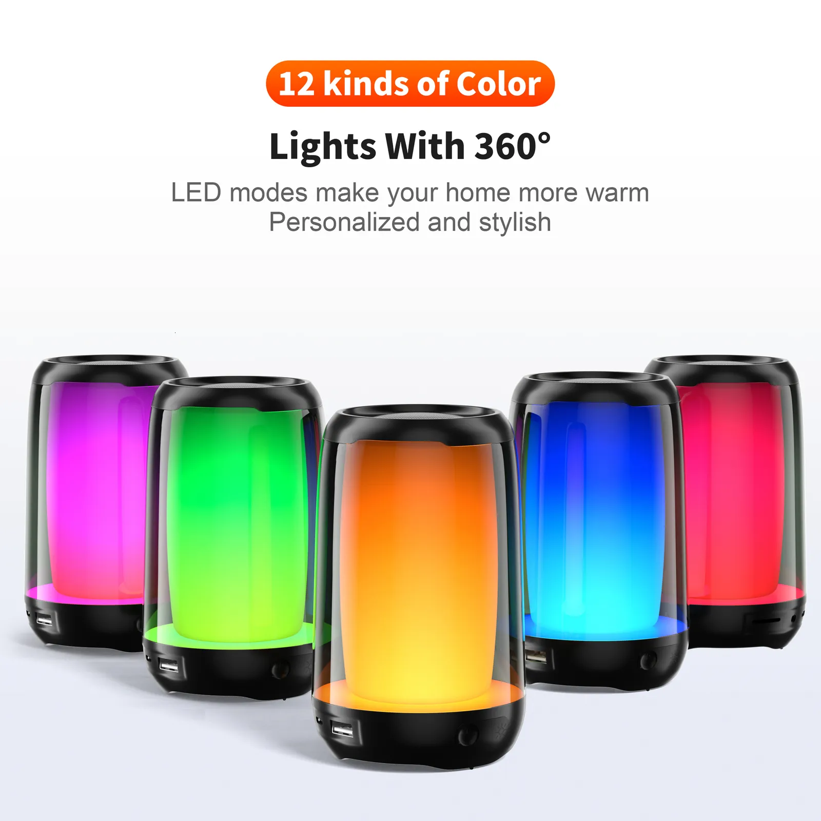 Portable Speakers Portable Bluetooth Speaker 12 Kinds Color Lights ...