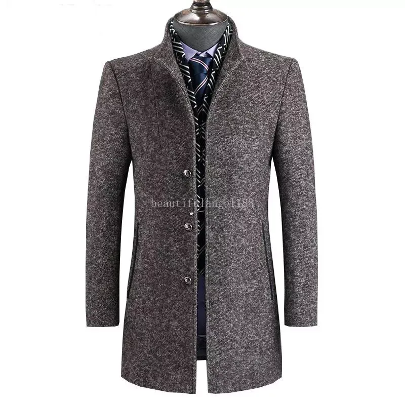 Designer Mens Winter Herringbone Trench Coat Slim Fit, Thick & Warm ...