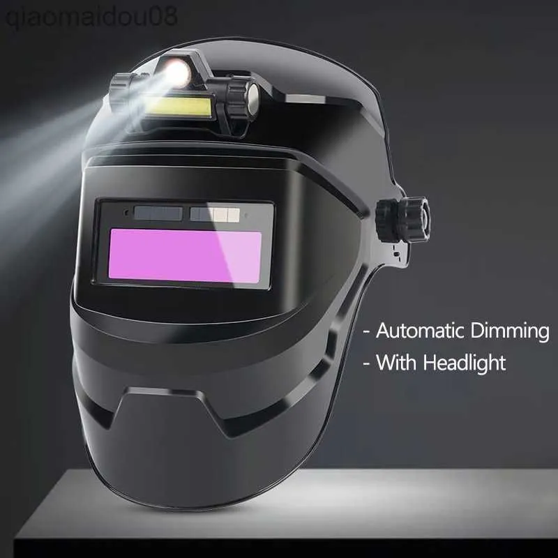 Auto Darkening Welding Helmet - Rechargeable Headlight, Solar Power ...
