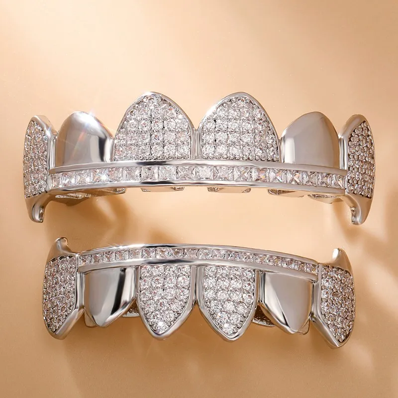 Punk Hiphop Dental Mouth Bling Teeth Grillz Braces Bling Cubic Zircon ...