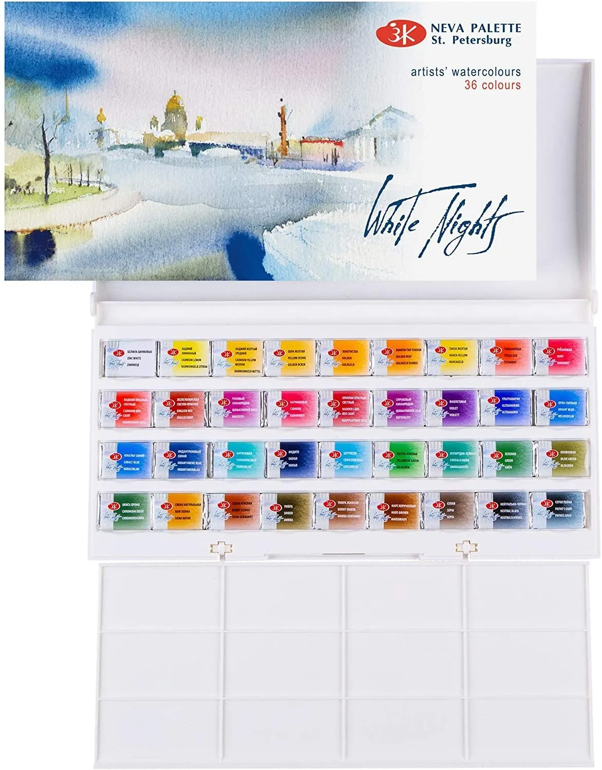 White Nights Sonnet Watercolour Paint Set - 36 Full Pans, Russian ...