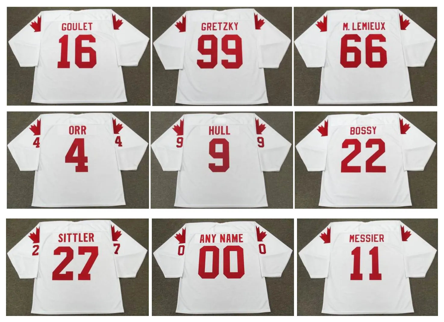 1987 Team Canada Throwback Hockey Jerseys WAYNE GRETZKY LEMIEUX BOBBY ...