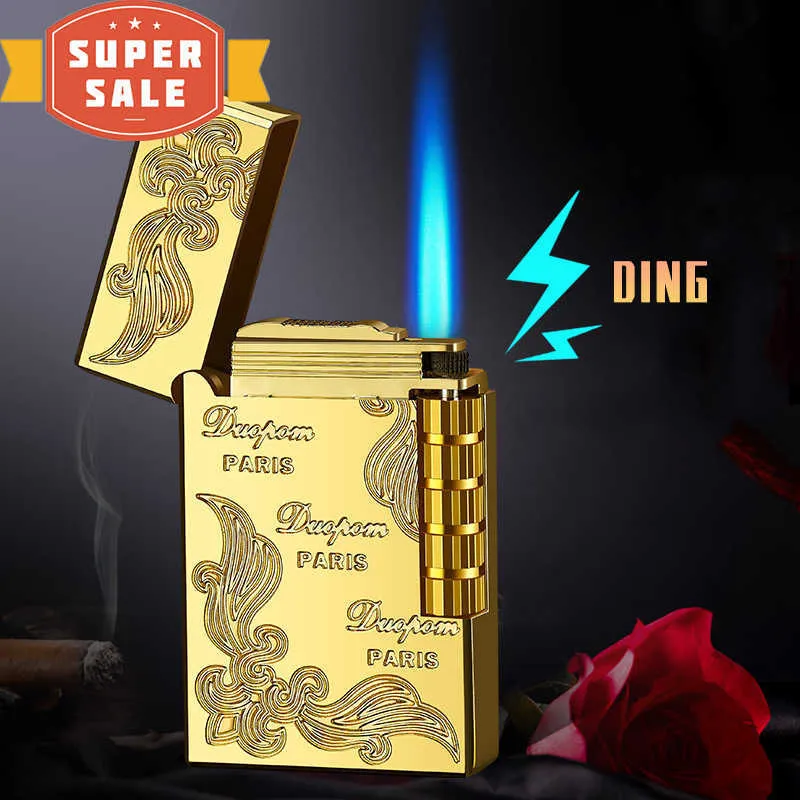 Cigarette Case With Lighter Square Metal Side Slip Lighter, Windproof ...