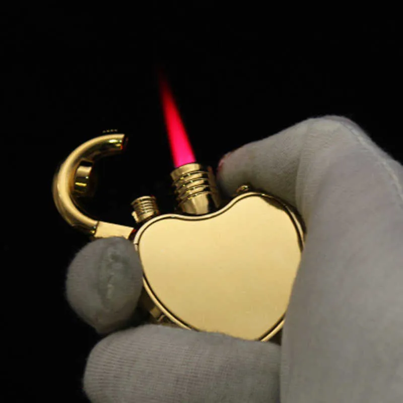 Metal Heart Shaped Red Flame Lighter 1300 C Butane No... From Belylin ...