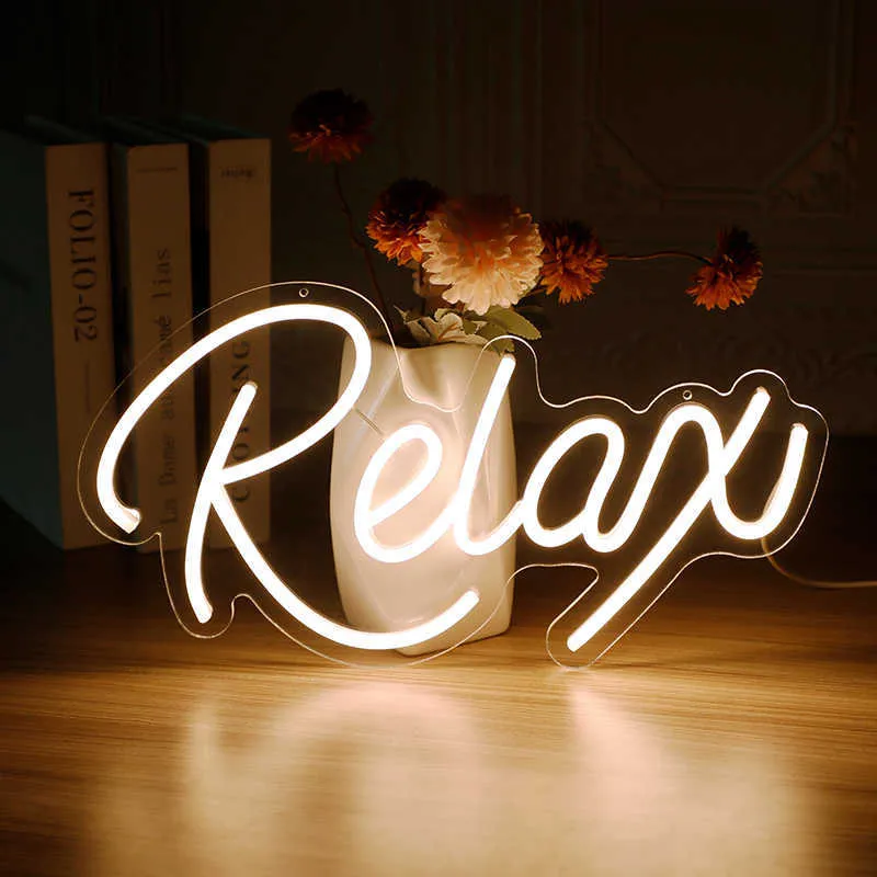 Led Neon Wall Art: Relaxing Word Design, Clear Acrylic 3D Light For ...