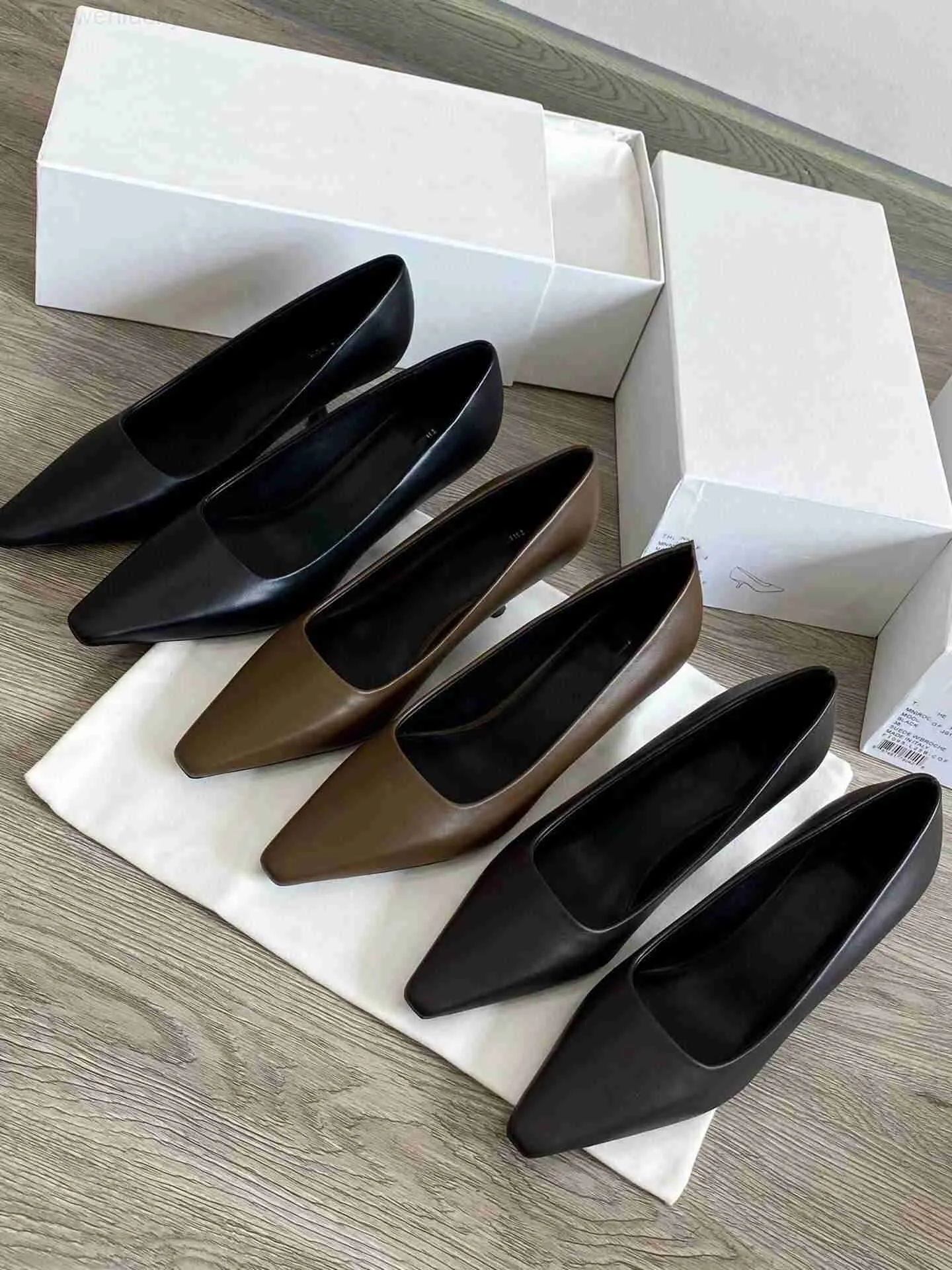 2023 Spring/Summer Womens Soft Leather Slim Heel Work Ballerina Shoes ...