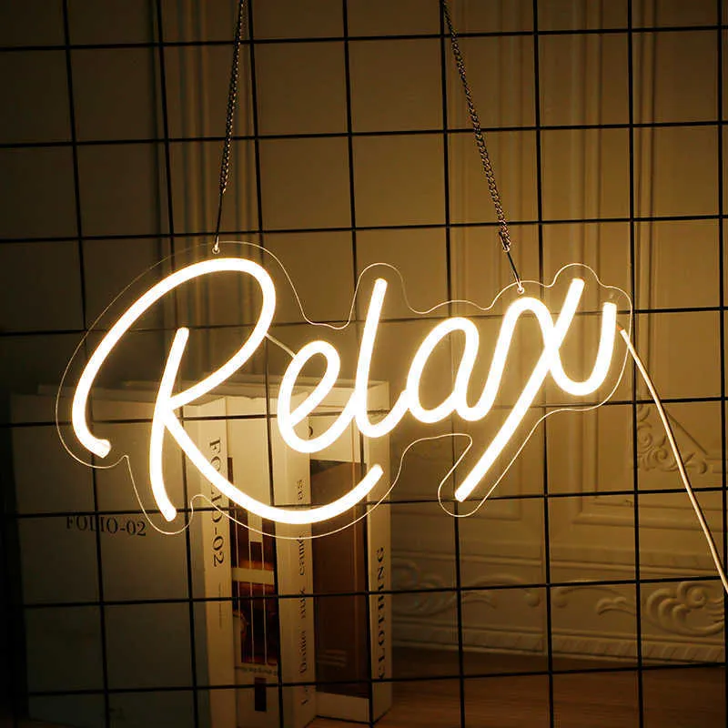 Led Neon Wall Art: Relaxing Word Design, Clear Acrylic 3D Light For ...