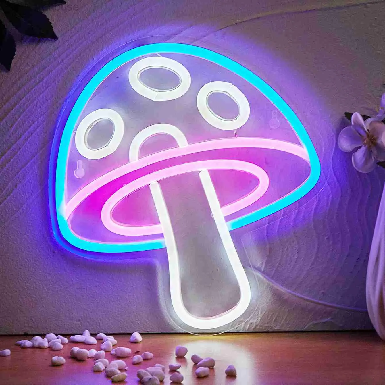 DHgate.com:LED Neon Blue Mushroom USB Night Light for Wall Decor in ...