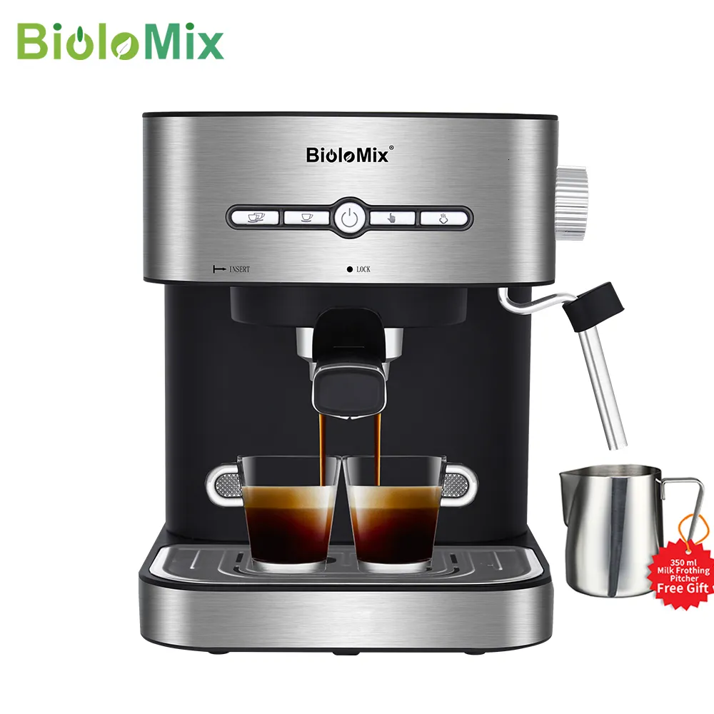 Manual Coffee Grinders BioloMix 20 Bar 1050W Semi Automatic Espresso Machine Maker With Milk ...