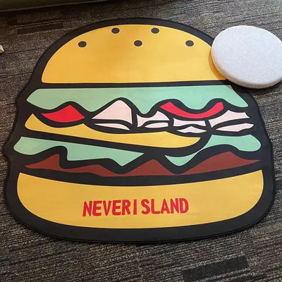 Novelty Hamburger Rug - Round Carpet, Non-Slip Floor Mat for Living ...
