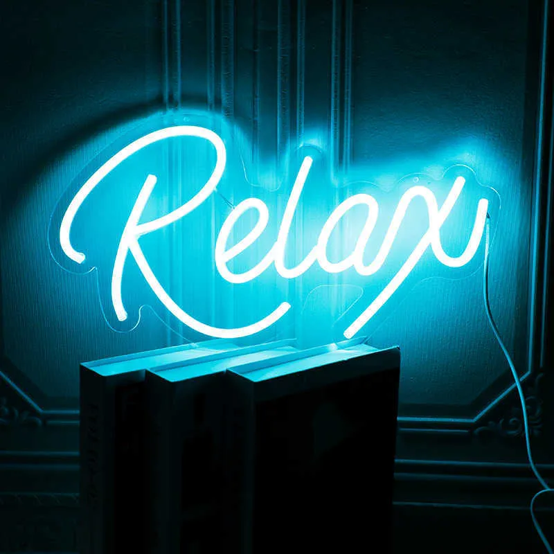 Neon Sign Relax: USB LED Neon Light Decor, Clear Acrylic 3D Art For ...