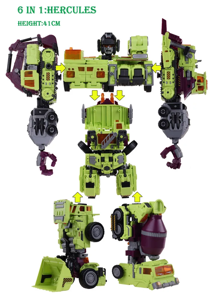 NBK Devastator 6 In 1 Combiner Robot 42cm/16.5in Oversize Transforming Toy Action Figure, ABS ...