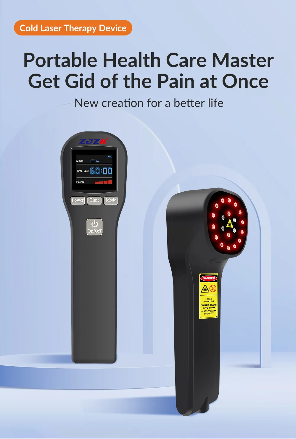 ZJZK 4x808nm Cold Laser Therapy ultrasonic physiotherapy machine for ...