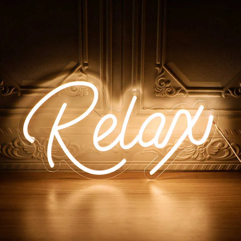 Neon Sign Relax: USB LED Neon Light Decor, Clear Acrylic 3D Art For ...