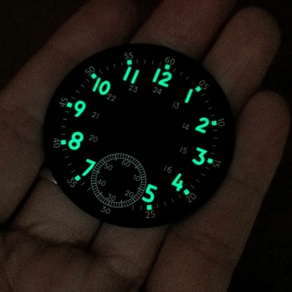 37mm Black And Green Watch Dial With Large And Small Number Thickness ...