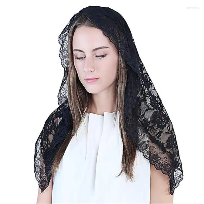 Black And White Lace Mantilla Wedding Veil For Catholic Church Head ...