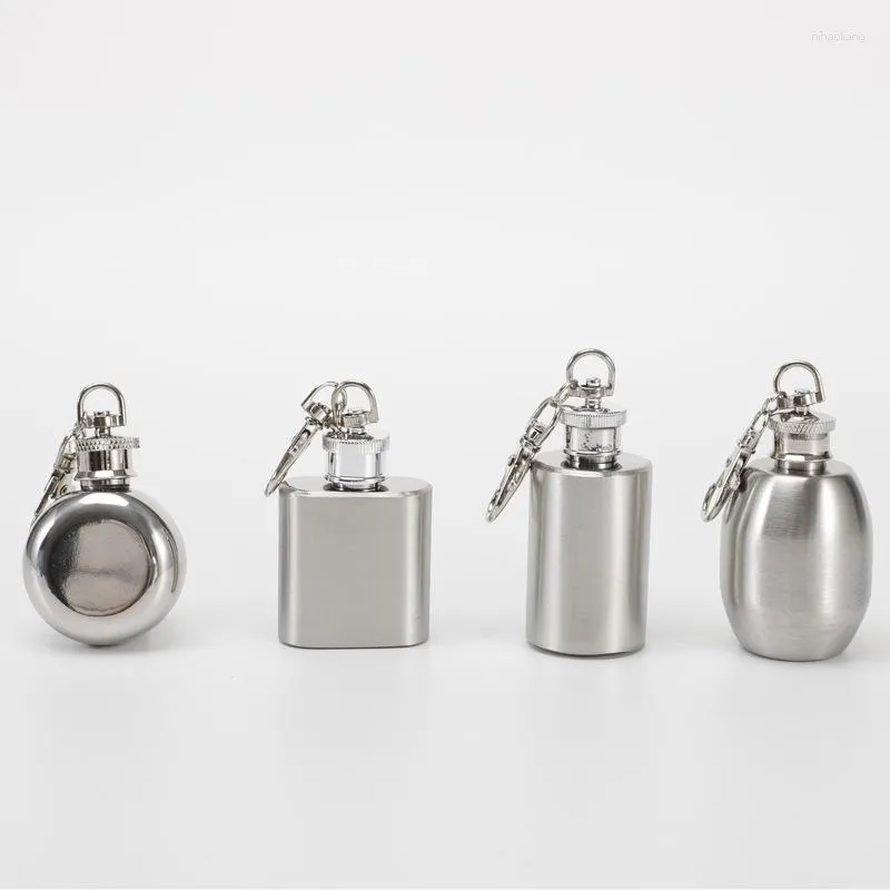 304 Stainless Steel Hip Flask Keychain With Key Chain Portable Wine Jug ...